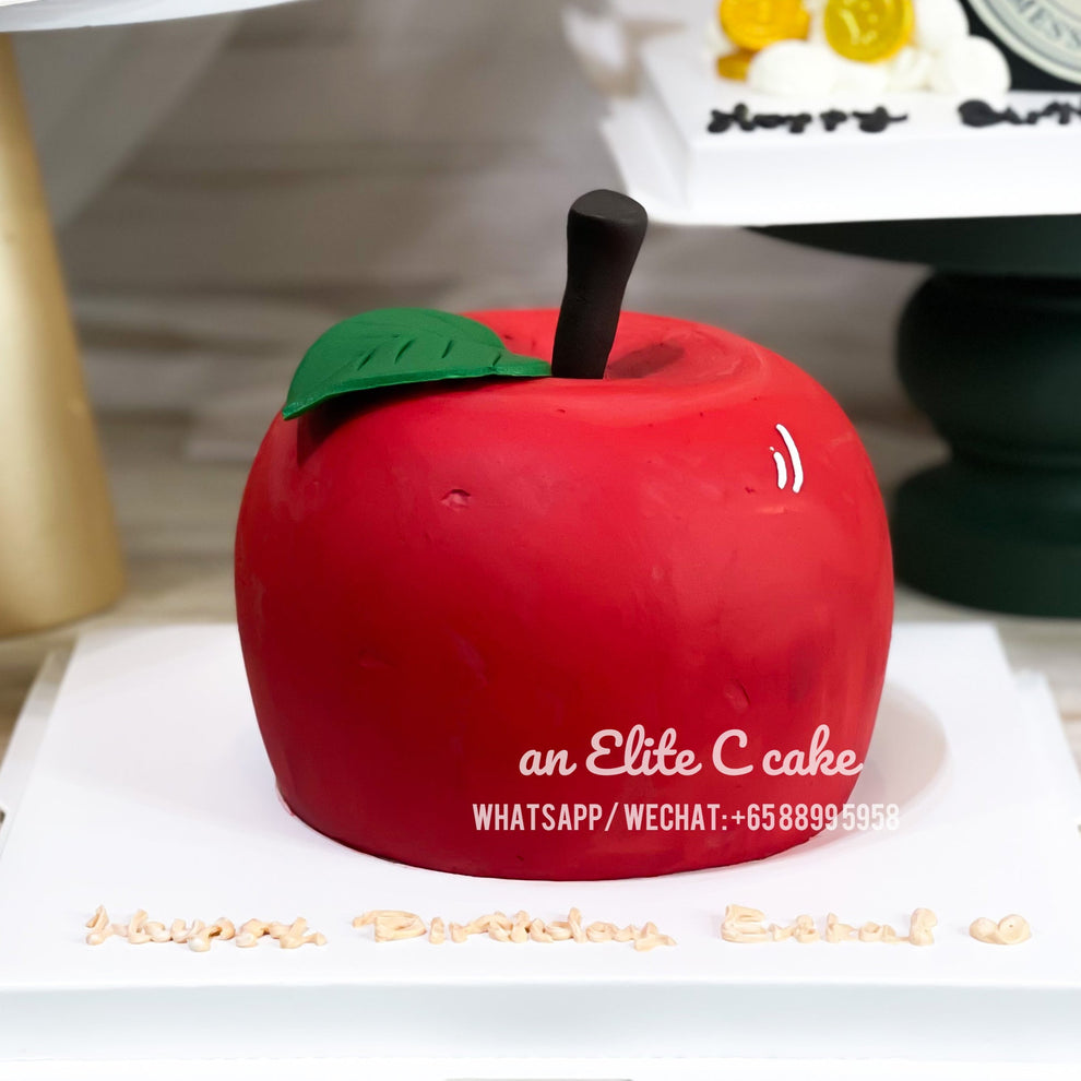 Sculpted Fruit Cake: (Cream) Apple Shaped – C Patisserie (SG)